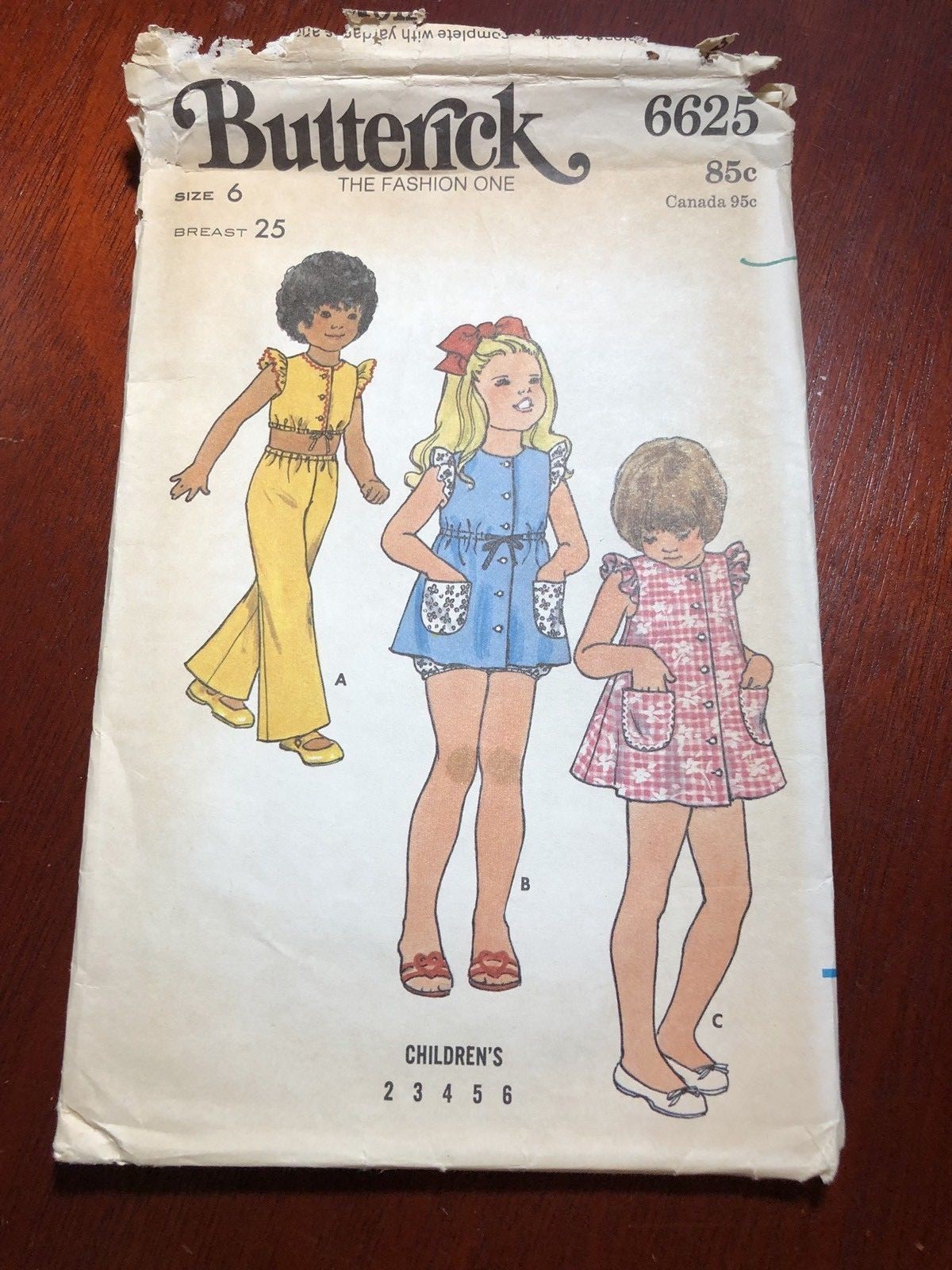 Sewing Patterns Early 1970’s Butterick #6625 Girls Size 6 Tops Pants ...