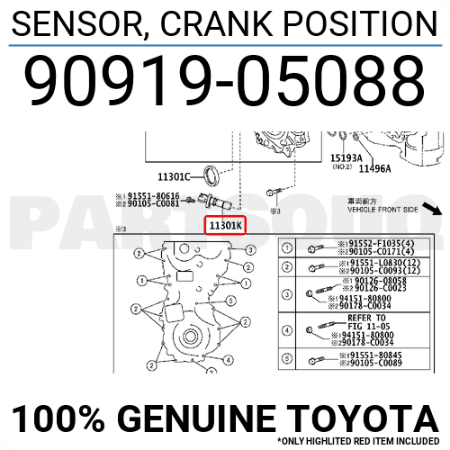 9091905088 Genuine Toyota SENSOR, CRANK POSITION 90919-05088 | eBay