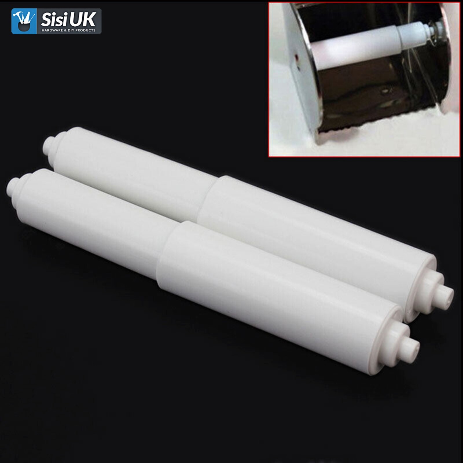 Toilet Roll Spindle White or Black Spring Loaded Tissue Paper Loo ...