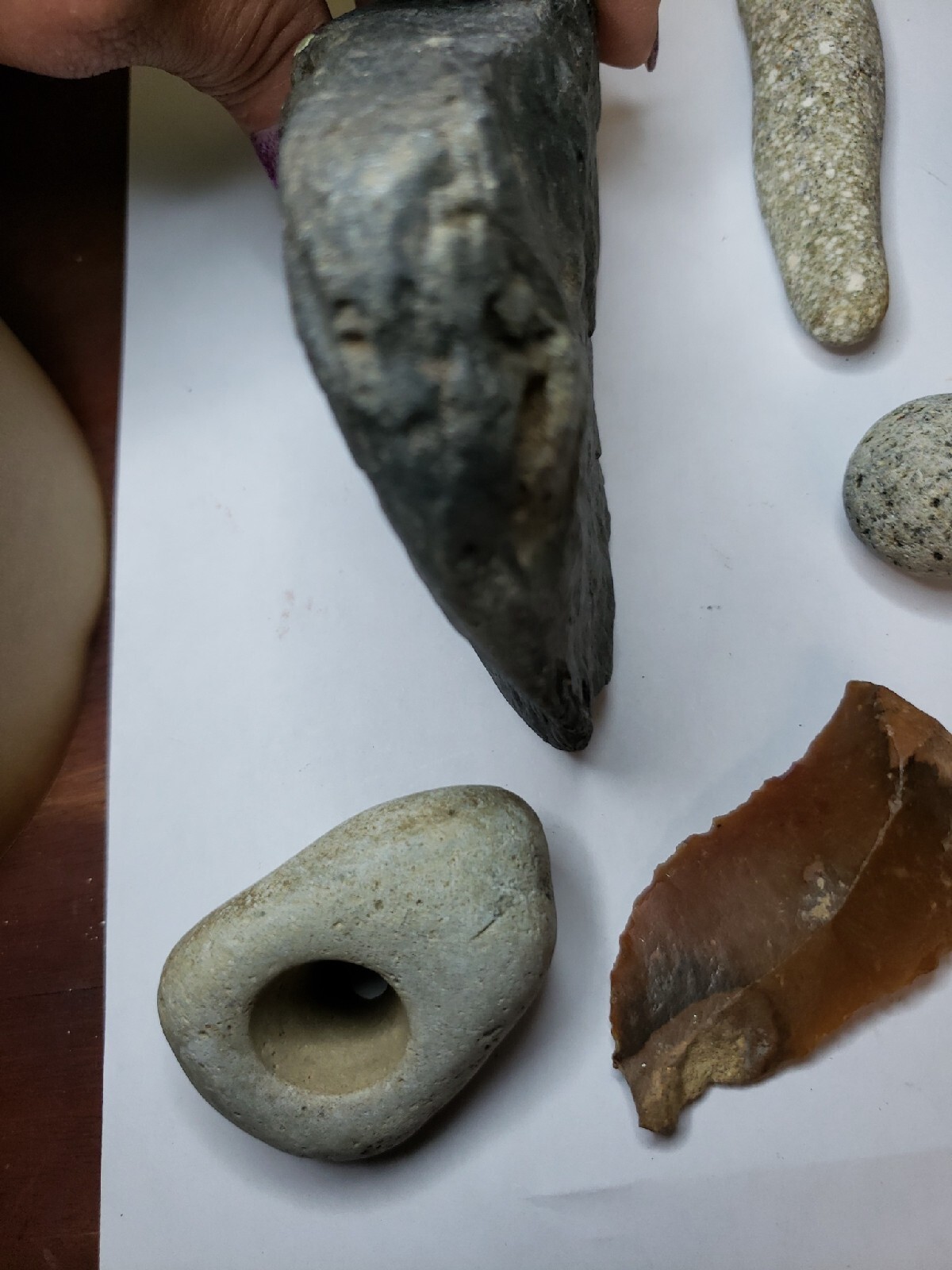7 Lot Native American Stone Tools Axe Head weight rock firestone knife ...