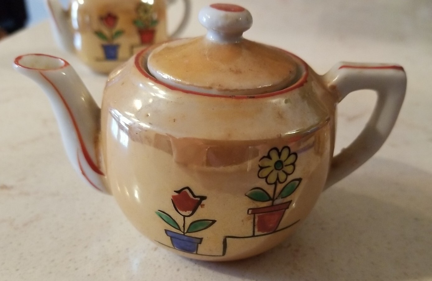 vintage childs porcelain tea set, 3 pieces | eBay