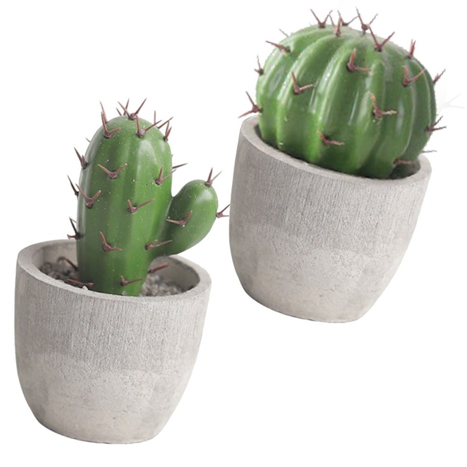 2 Pcs Succulent Flower Pot Ornament Decoration Simulation Potted Bonsai ...