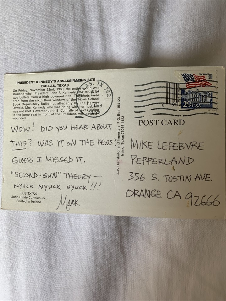 The Rear Very Tacky John F Kennedy Assassination Postcard | eBay