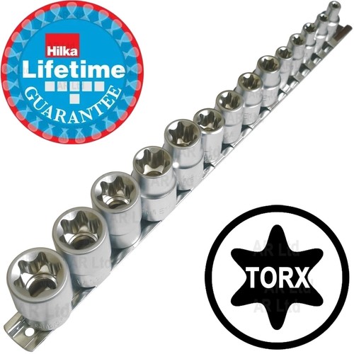 Female TORX Star E Sockets on rail E4 - E24 TORX Socket set 1/4" 3/8" 1 ...