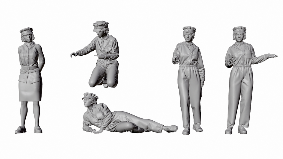 WWII British Auxiliary Territorial Service ATS Mechanics - 5 Figure Set ...