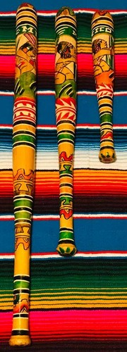 Hand Carved & Painted Aztec Bat Wood Art Pinata Stick Mexican Wooden ...