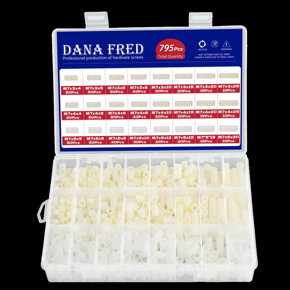 795Pcs Nylon round Spacer Non-Threaded Plastic Standoff Hardware ...