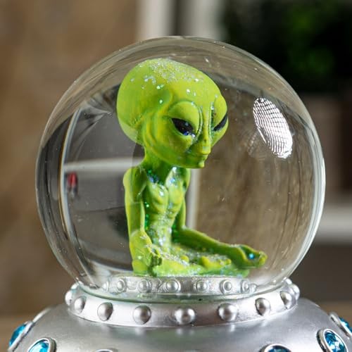 Alien in Spaceship Water Globe Figurine UFO Decor 6 Inch | eBay