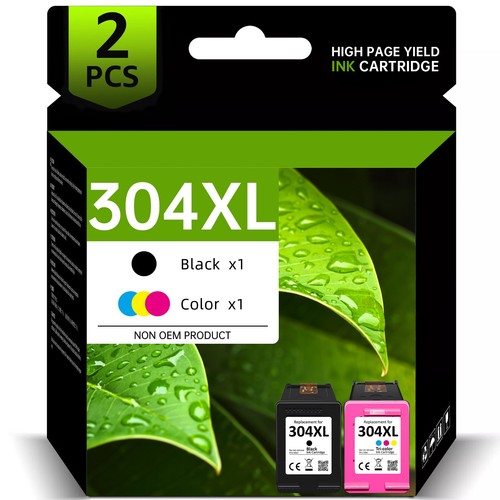 2 Pack 304 Ink Cartridge for HP 304XL Deskjet 2630 3720 2600 2620 Envy ...