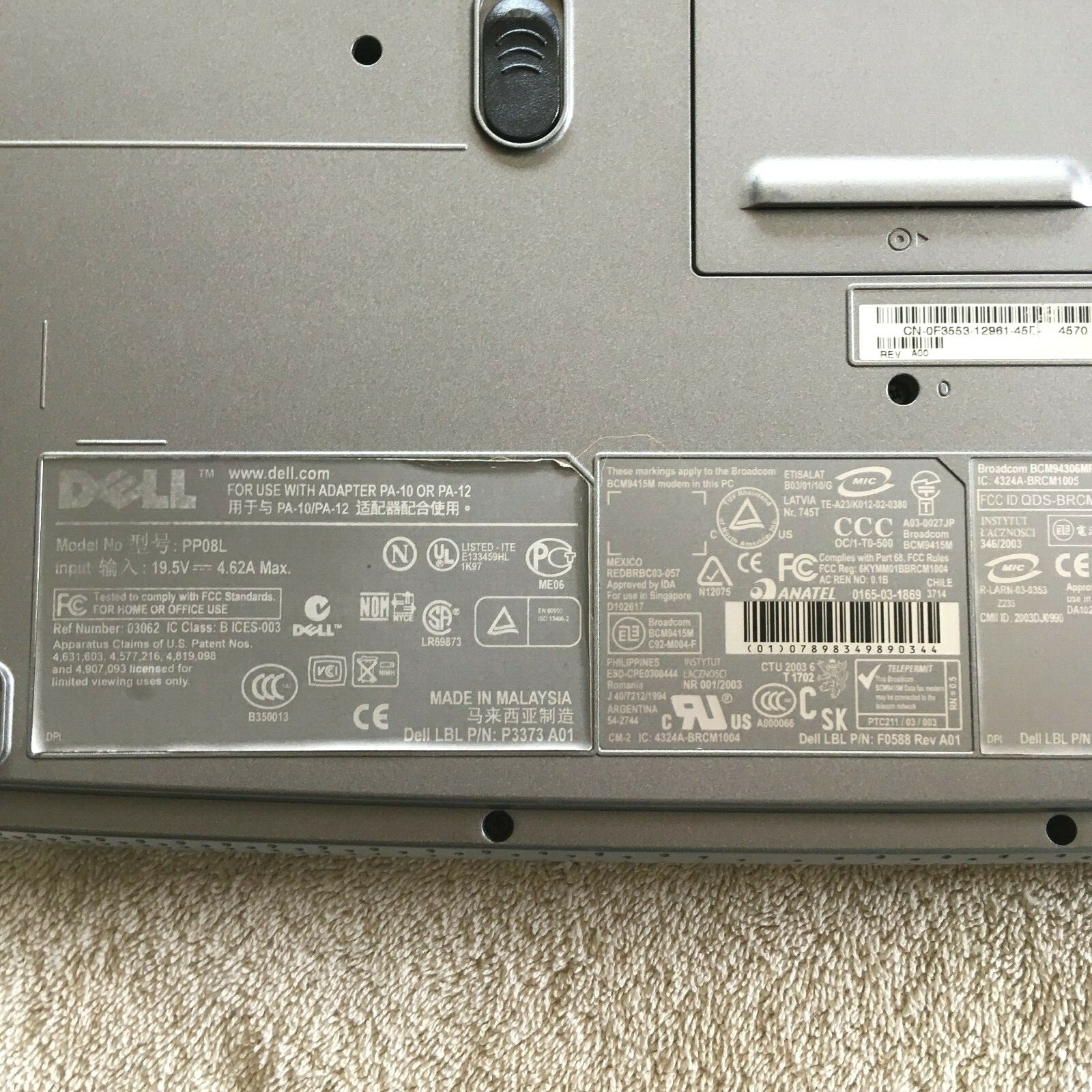 Dell Laptop Inspiron 1150 Model PP08L Auction #12 | eBay