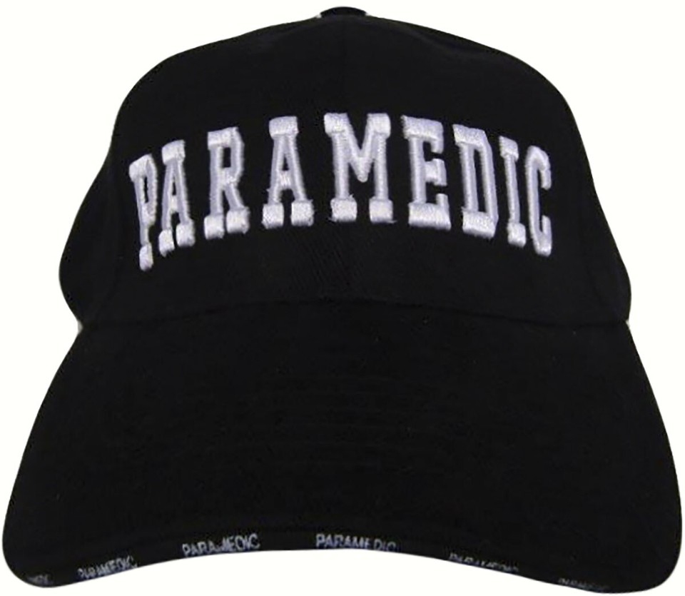 Paramedic Medical EMT White Letters Black Embroidered Cap Hat | eBay