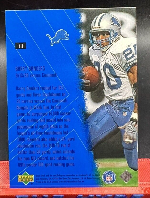 1999 Upper Deck Barry Sanders Highlight Zone #Z11 RAINBOW Foil Detroit ...