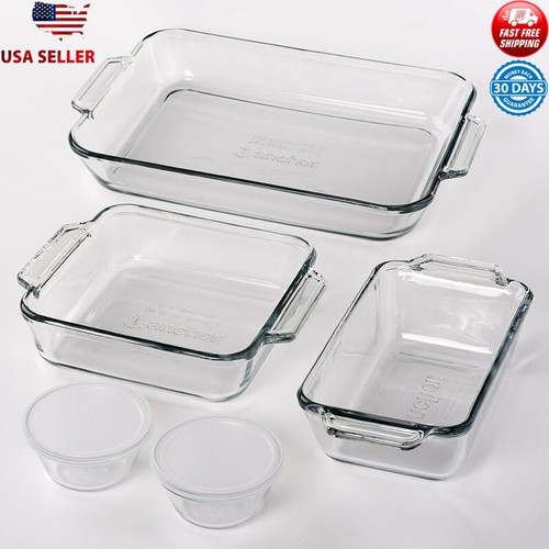 Tempered Glass Bakeware Set 7 Piece Oven Safe Cookware Casserole Dish ...