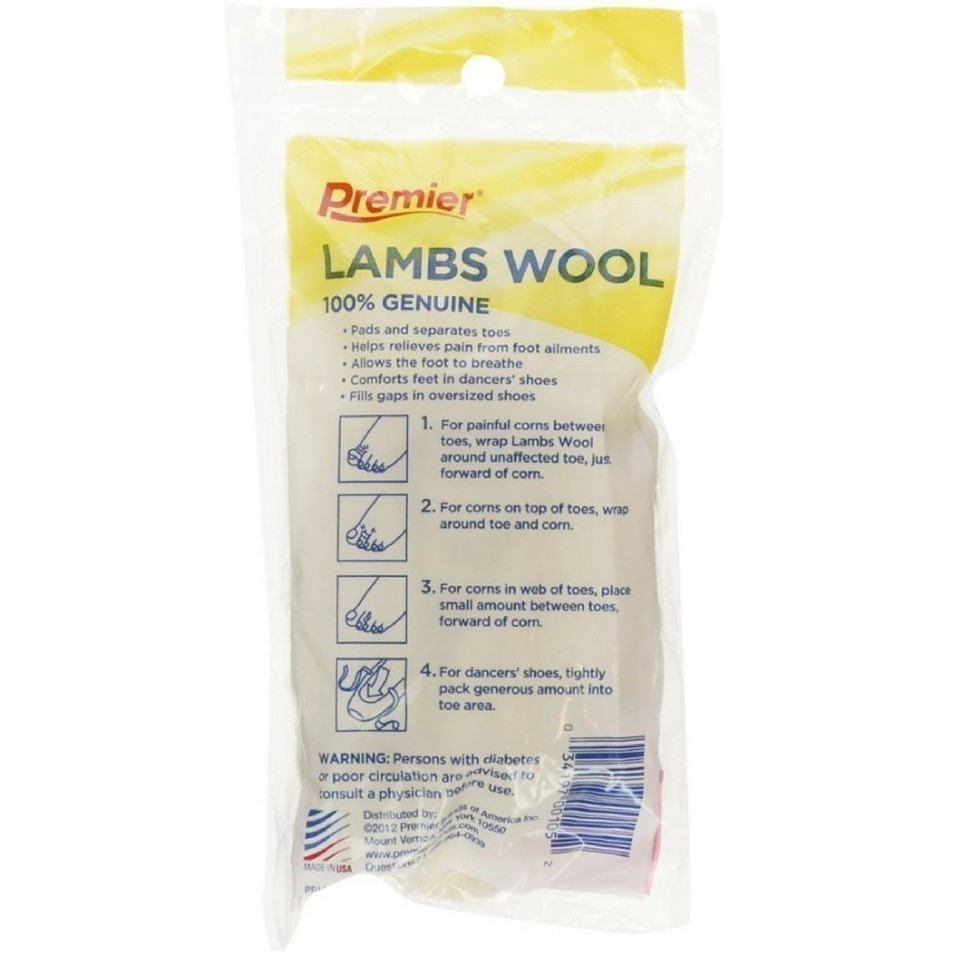 Premier Lambs Wool Padding 100% Genuine Helps Relieve Foot Pain 3/8 Oz ...