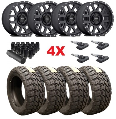 METHOD MESH MR306 BLACK WHEELS RIMS 33 12.50 18 MT TIRES FITS TUNDRA ...