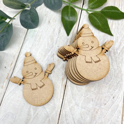 Christmas Theme Wooden Craft Shape MDF Embellishment Christmas Snowman ...