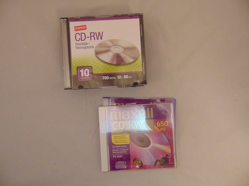 Staples CD-RW 10 Blank Discs 700MB 80 Min Rewritable NEW/ 2 MAXELL 650 ...