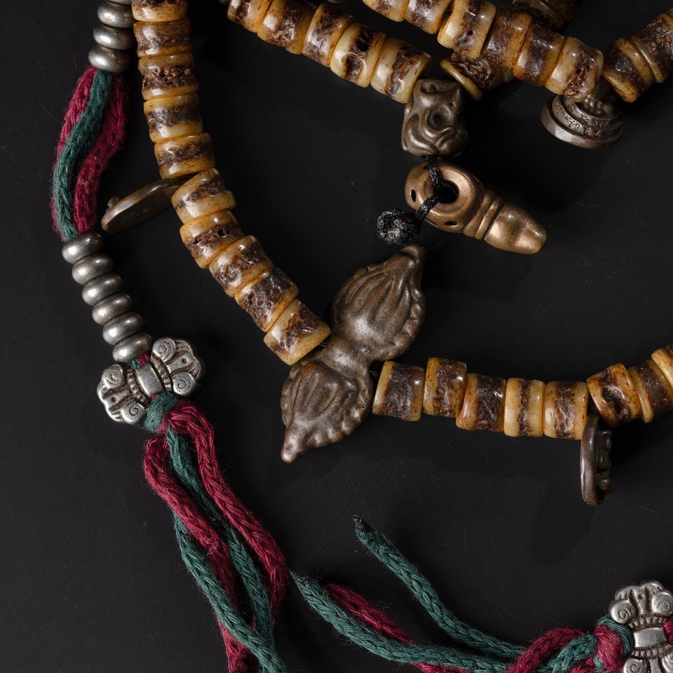 Antique Himalayan Tibetan Kapala Mala Necklace – Old Bones Prayer Beads ...