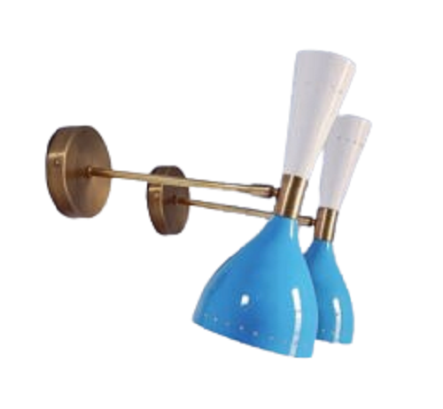 Modern Pair of Wall Sconce Diabolo Bedside Metal Brass Mid Century Wall ...