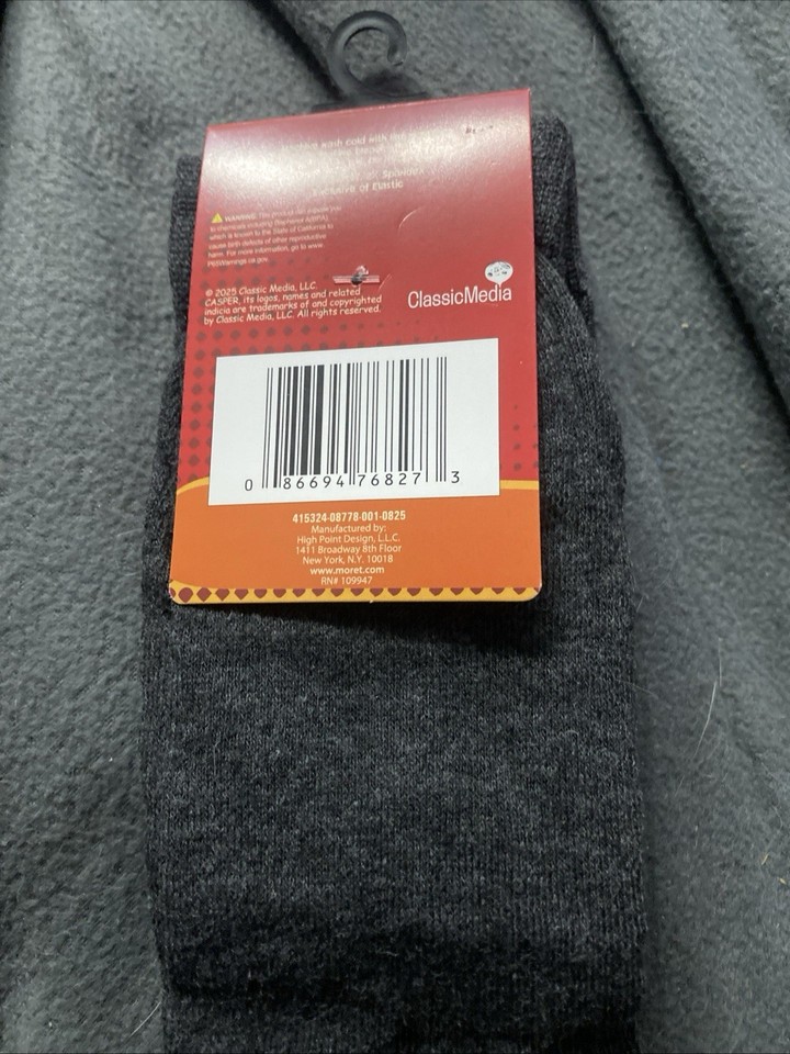1 Pair Casper The Friendly Ghost Size 10-13 Licensed Gray Crew Socks ...