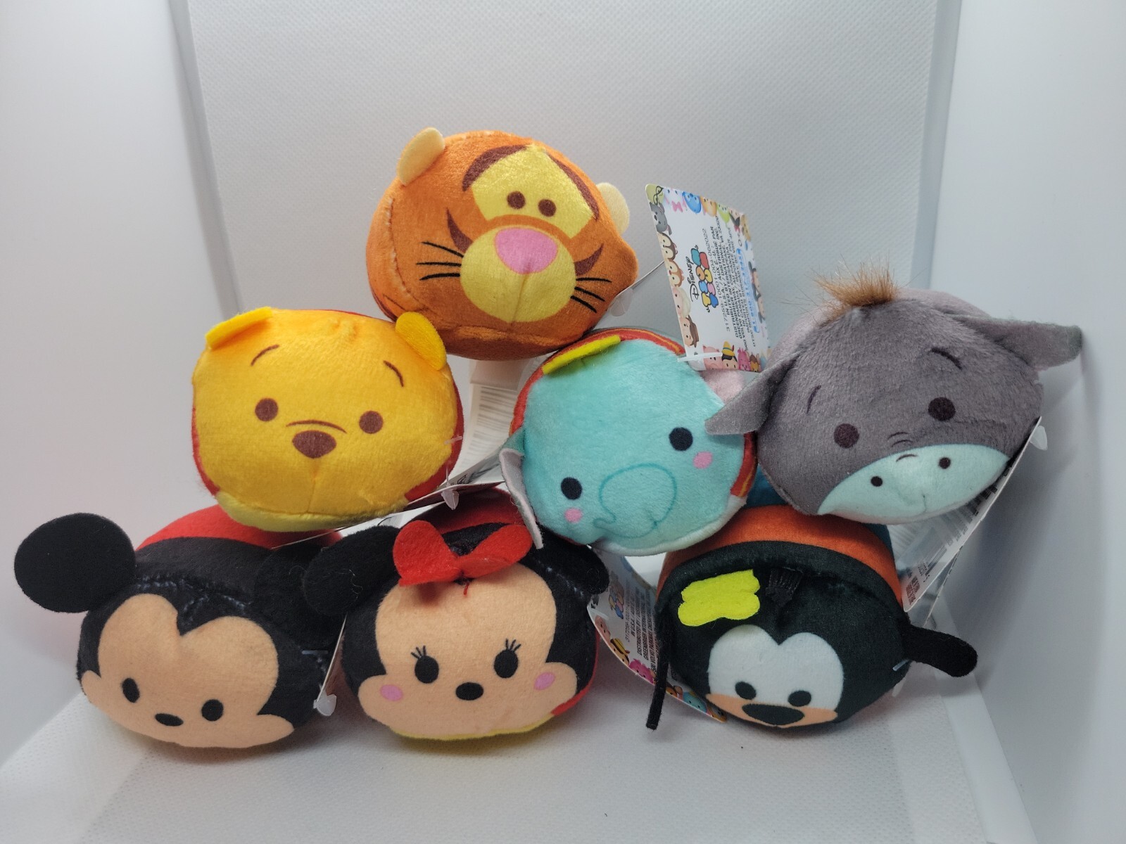 Seven (7) Disney Tsum Tsum Mickey Minnie Tigger Pooh Eeyore Dumbo Goofy ...