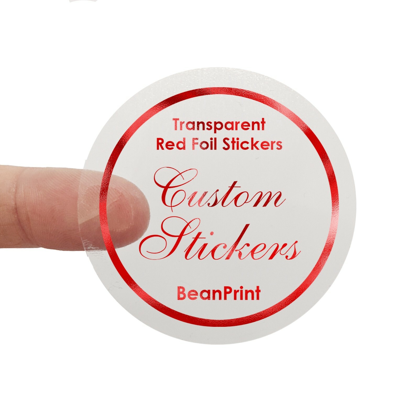 Foiled Transparent Stickers | Custom Logo Stickers | 35mm Round Clear ...