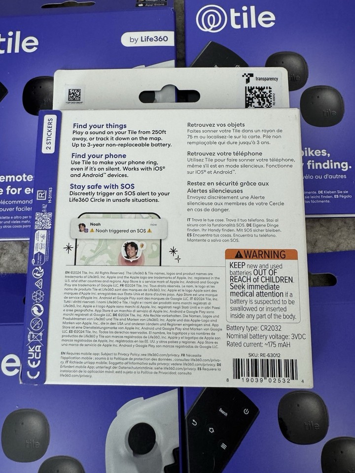 Tile By Life360 Sticker (2024) Small Bluetooth Tracker Remote Finder ...