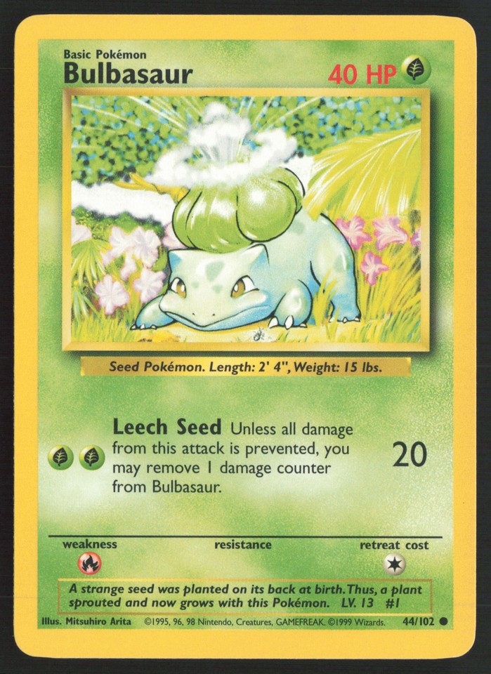 Pokemon TCG | Bulbasaur 44/102 | Base Set Common | Lightly Played | eBay