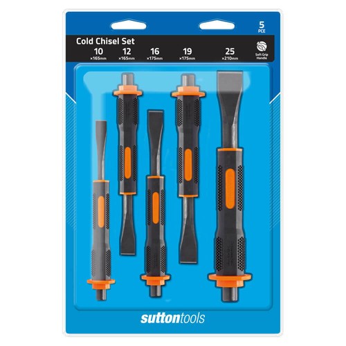 Sutton M7100005 Cold Chisel Soft Grip 5 Pce Set (10, 12, 16, 19, 25mm ...