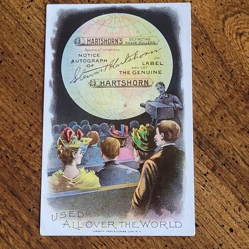 Victorian Trade Card Hartshorn's Shade Rollers Earth Globe Graphic ...