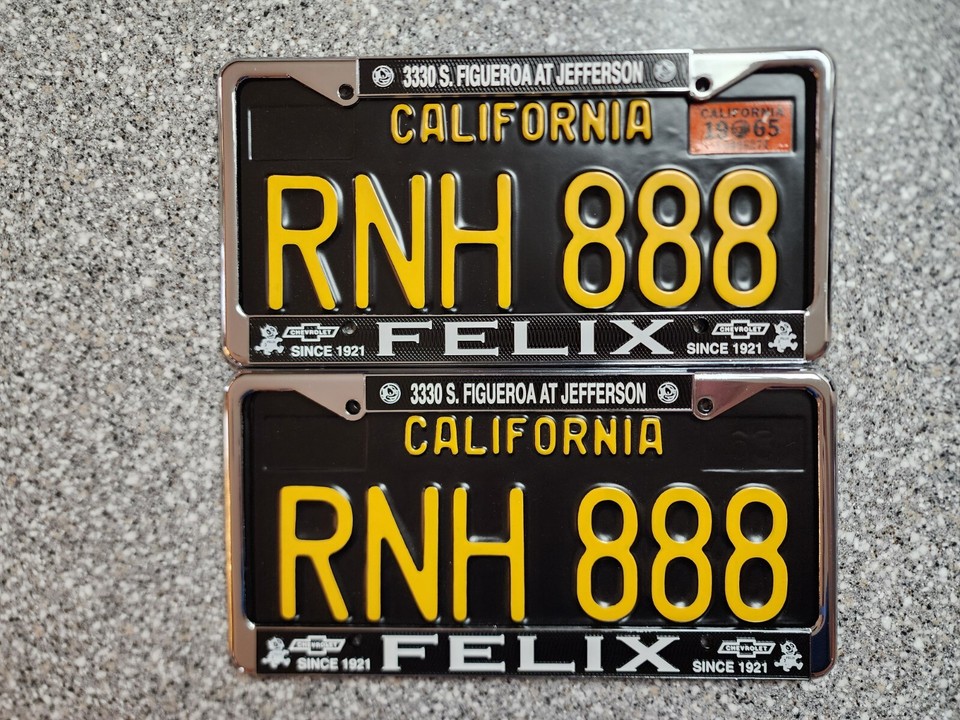 1963 Black California License Plates, 1965 Validation, Pro Restored ...