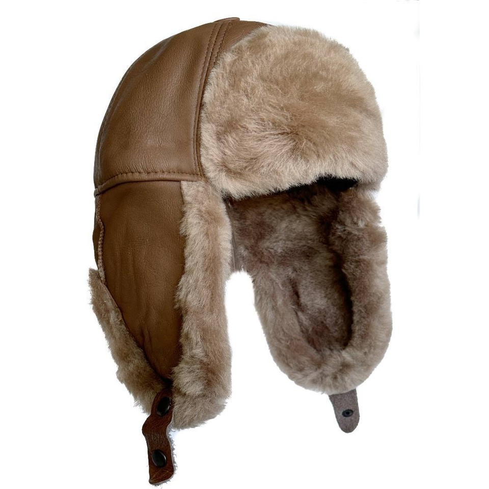 Kids Shearling Winter Hat Real Shearling Trapper Aviator Hat Ushanka | eBay