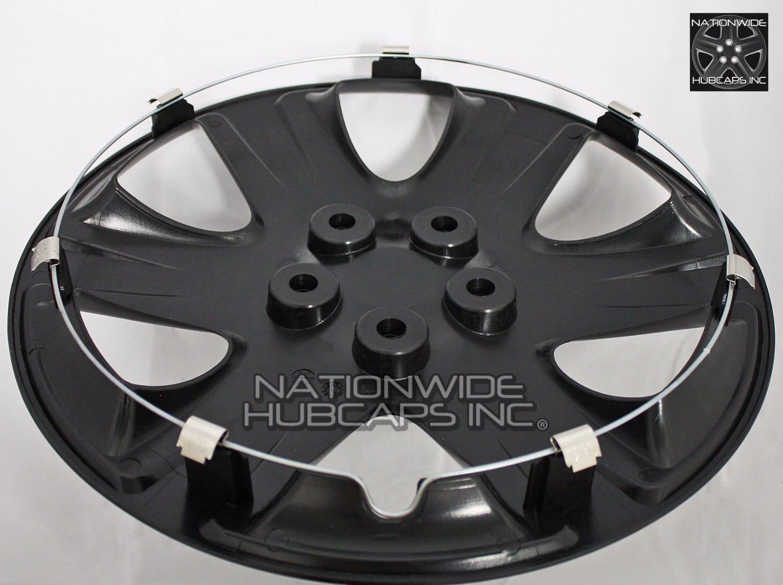 Set of 4 BLACK 15" Hub Caps Wheel Covers 6 Spoke Star Full Tire Rim Lug ...