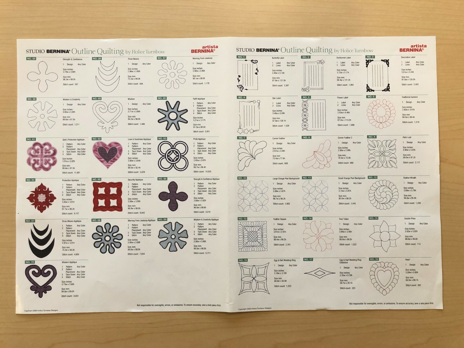 Studio Bernina Embroidery Design Card #531 Outline Quilting by Holice ...