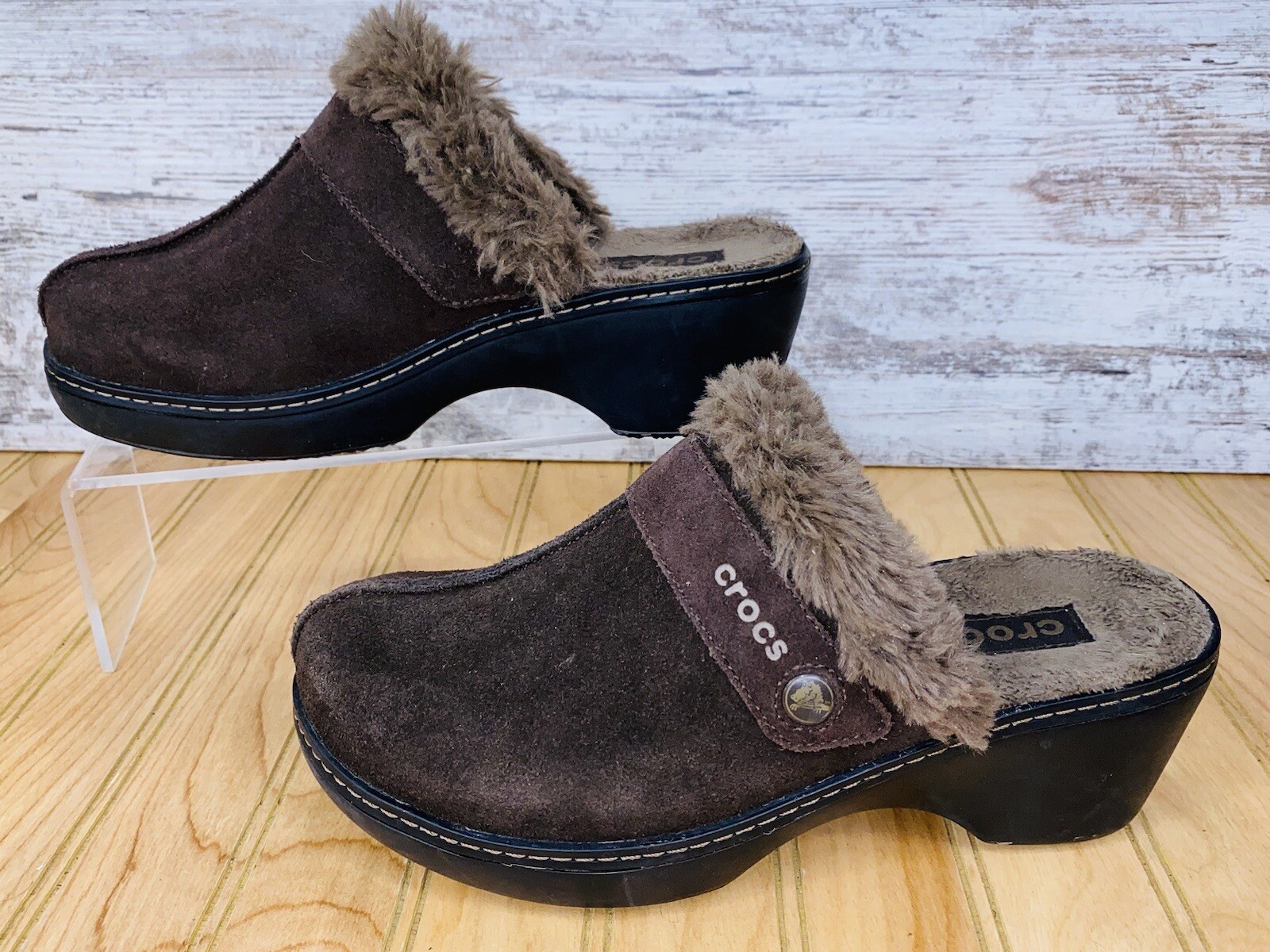 Crocs Cobbler Leather Clogs Fur Lined Suede Slip On H… - Gem