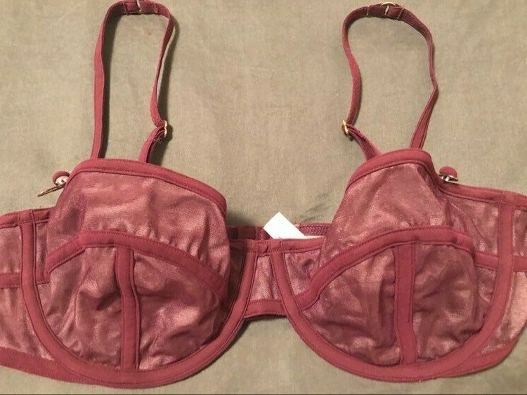 New 34C Victorias Secret Adjustable Balconet Burgundy Red Demi Bra Wire ...