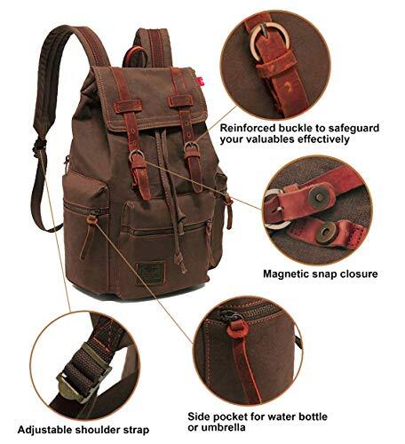 Vintage Canvas Leather Backpack Hiking Daypacks Computers Laptop Bag ...