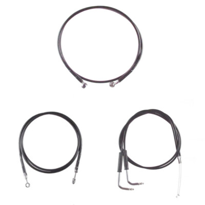 Black Cable & Line Bsc Kit 14" Apes 2003-2006 Harley Softail Deuce Fat ...