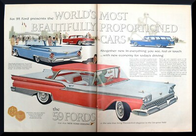 1959 Print Ad Ford Fairlane 500 Club Victoria & Blue Thunderbird ...