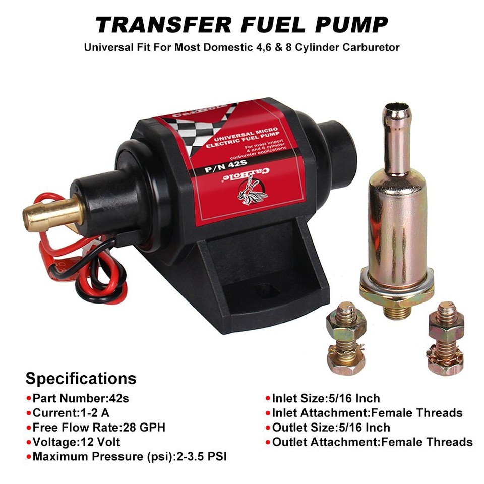 Gasoline Pump Electric Fuel Transfer Pump Universal 12V 1-2A 28GPH 2-3. ...