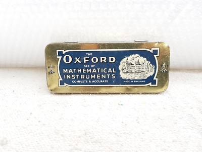 1940Vintage The Oxford Set Of Mathematical Instruments Adv Tin Box ...