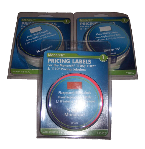 9 Rolls 3 Ink Rollers Monarch Pricing Labels 1105 1107 1110 White ...