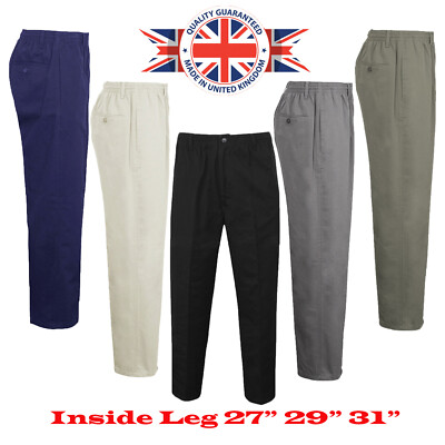MENS RUGBY TROUSERS FULL ELASTICATED WAIST SMART POCKET BIG PLUS CASUAL ...