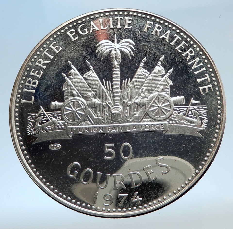 1974 HAITI Holy Pope Hands Praying St. Peter Proof Silver 50G Hatian ...