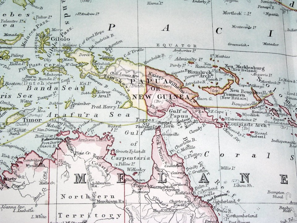 1907 ANTIQUE MAP OF AUSTRALIA OCEANIA NEW ZEALAND GERMAN COLONIES ...