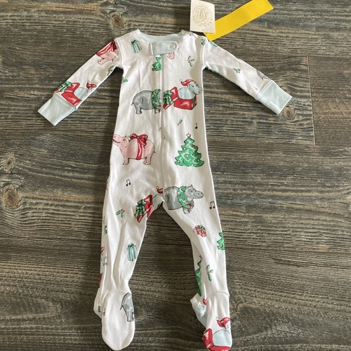 TBBC Baby One Piece Outfit Pj 100% Pima Cotton Christmas Hippopotamus 0 ...