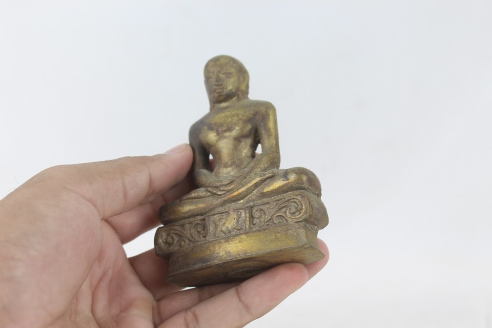 Vintage Old Brass Jain Tirthankar Statue Meditation Pose, Peaceful ...