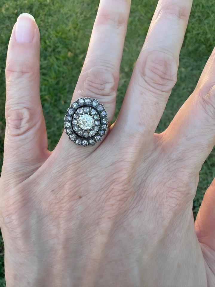 Antique Georgian Diamond Cluster Ring 14K Gold | Hand-Cut Diamonds c ...
