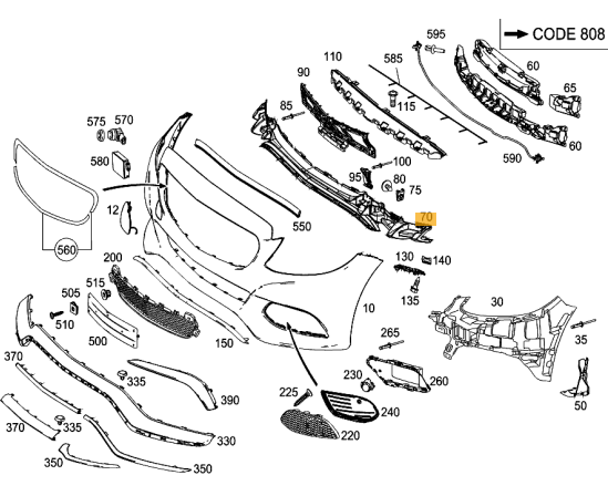 MERCEDES C Class W205 Front Bumper Lower Grill Trim 2014 to 2018 ...