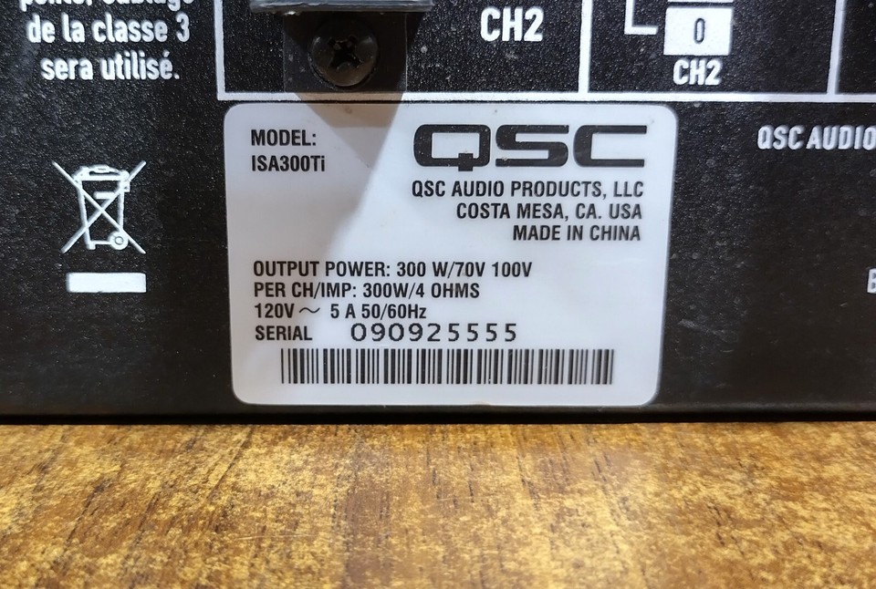 QSC Model ISA 300 TI Two Channel Professional Stereo Powered Amplifier ...